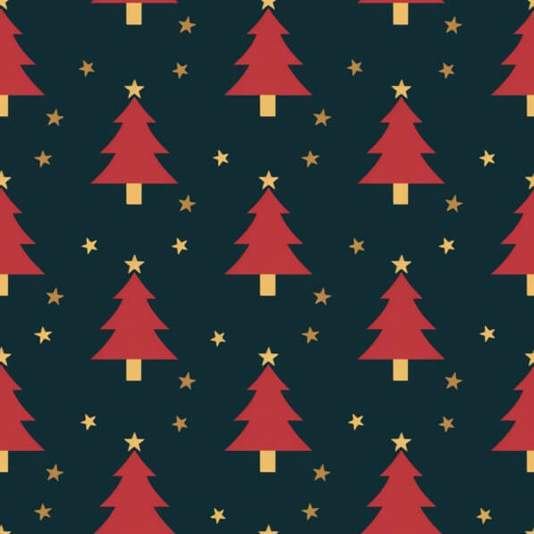 Download Festive Seamless Pattern: Red Christmas Trees and Gold Stars ...