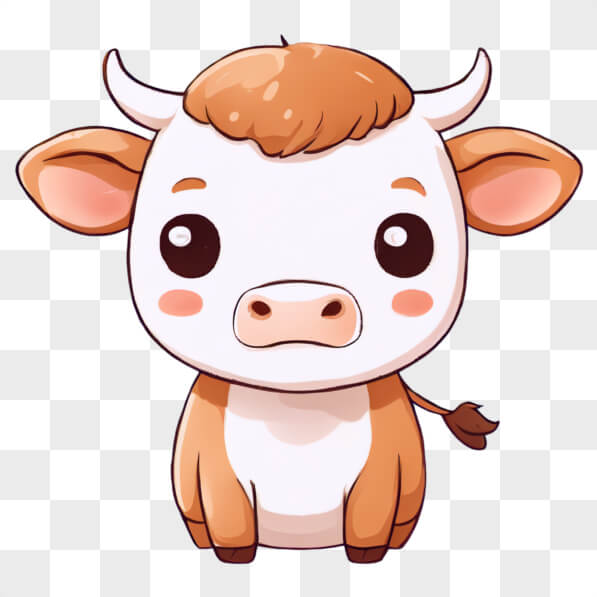 Download Kawaii Cow Sitting on Black Background Online - Creative Fabrica