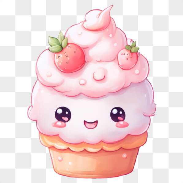Download Adorable Kawaii Cupcake with Strawberries Kawaii Online ...