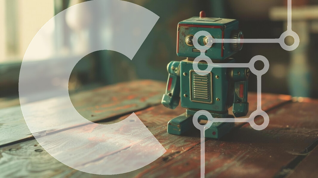 Vintage Blue Robot Toy on Wooden Table stock photo | Creative Fabrica