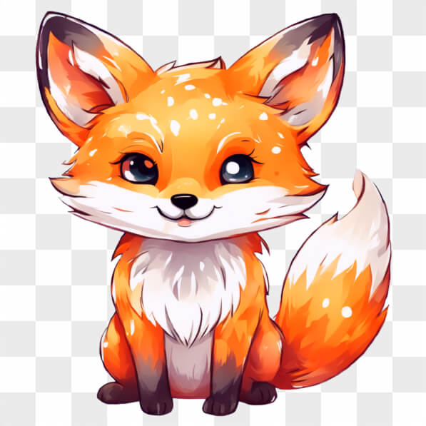 Download Kawaii Fox Sitting on Black Background Kawaii Online ...