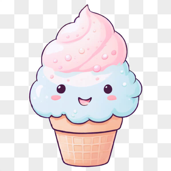 Baixe Encantador Design de Cone de Sorvete Kawaii Kawaii - Creative Fabrica