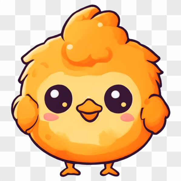 Download Kawaii Yellow Chicken with Big Brown Eyes and Curly Hair ...