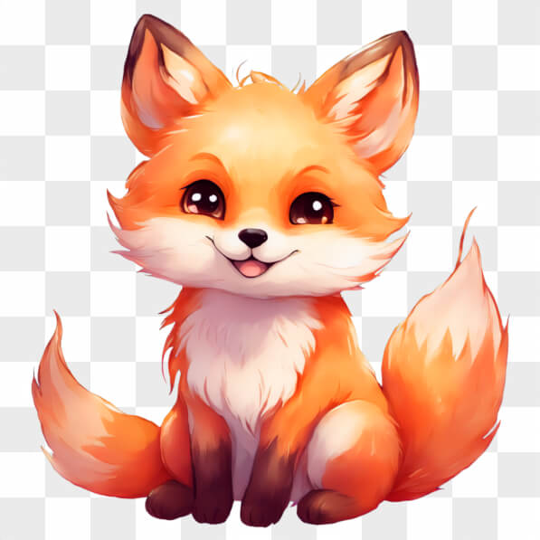 Download Kawaii Fox Sitting on Black Background Kawaii Online ...