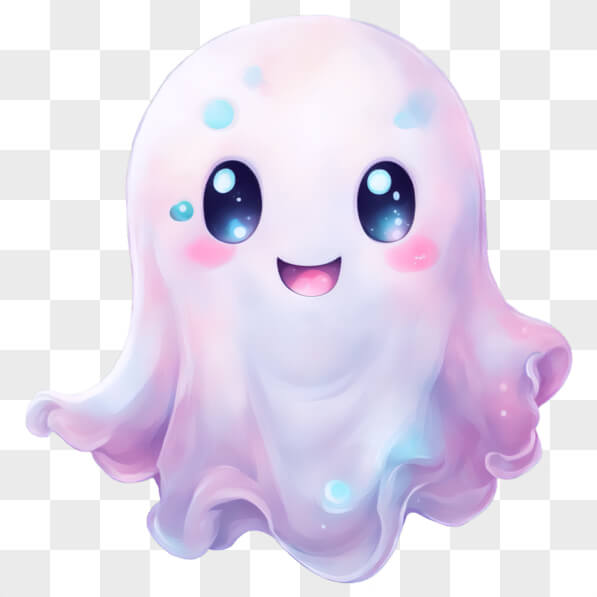 Download Kawaii Ghost: Cute White Ghost with Pink Eyes and Blue Lips ...