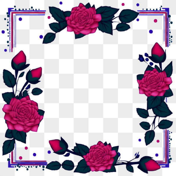 Download Black Frame with Pink Roses PNGs Online - Creative Fabrica