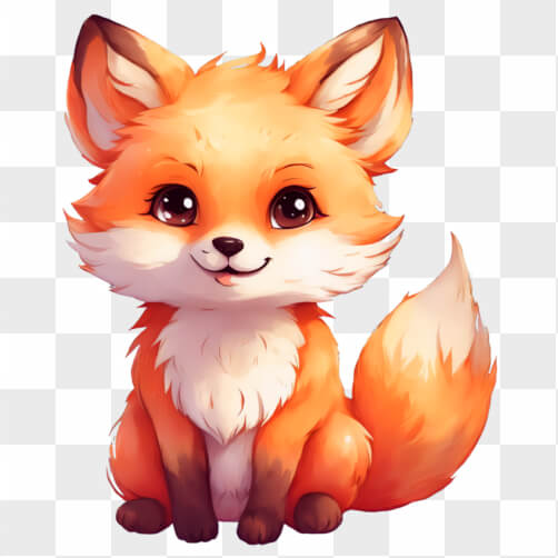 Download Kawaii Orange Fox Sitting on Black Background Kawaii Online ...