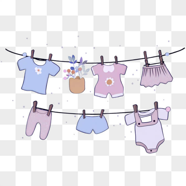 Descarga Cuerda de Tender la Ropa con Prendas y Planta en Maceta PNGs ...