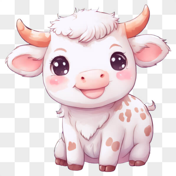 Télécharger Vache de dessin animé Kawaii avec de grandes cornes sur ...
