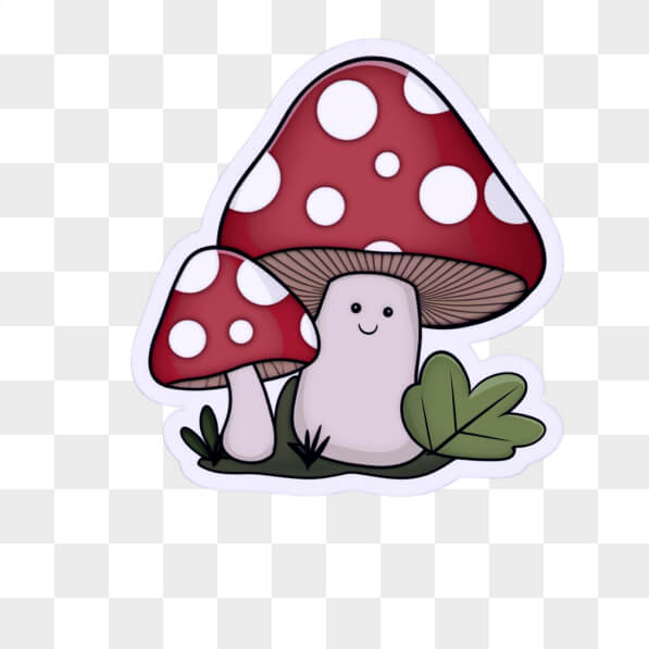Download Smiling Mushrooms Sticker with Leaves PNGs Online - Creative ...