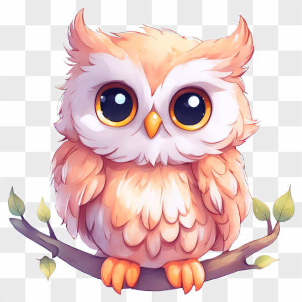 Download Kawaii Owl on Branch Kawaii Online - Creative Fabrica