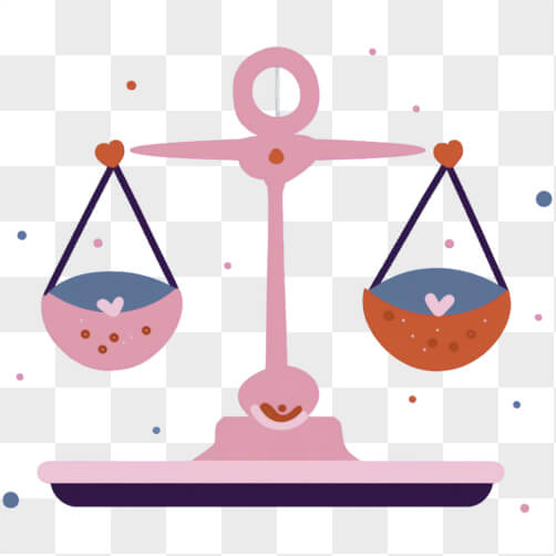 Download Balance Scale with Pink Peaches Illustration PNG Online ...