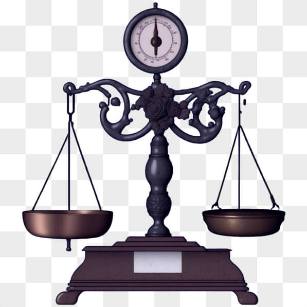 Descarga Balanza bien mantenida con cuencos de metal y reloj PNGs En ...