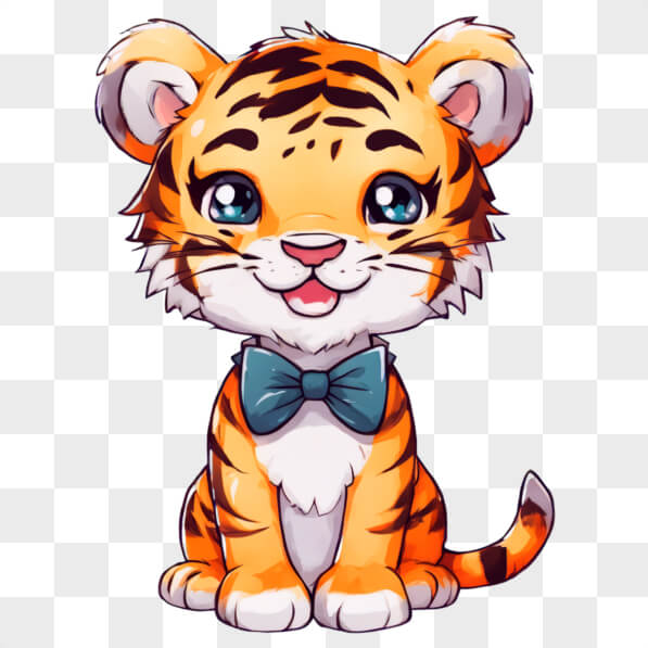 Download Kawaii Cartoon Tiger Cub with Bow Tie Kawaii Online - Creative ...