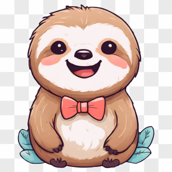 Download Kawaii Sloth with Pink Bow Tie in Nature Kawaii Online ...