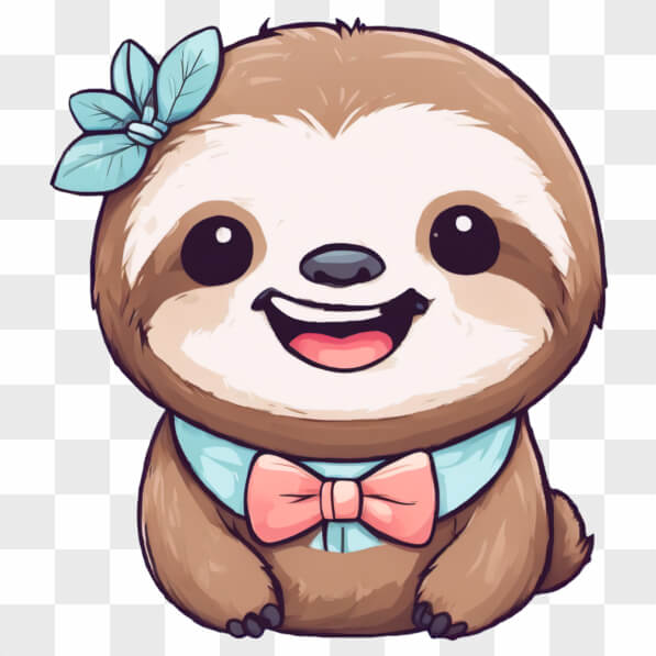 Download Kawaii Sloth with Bow Tie Kawaii Online - Creative Fabrica