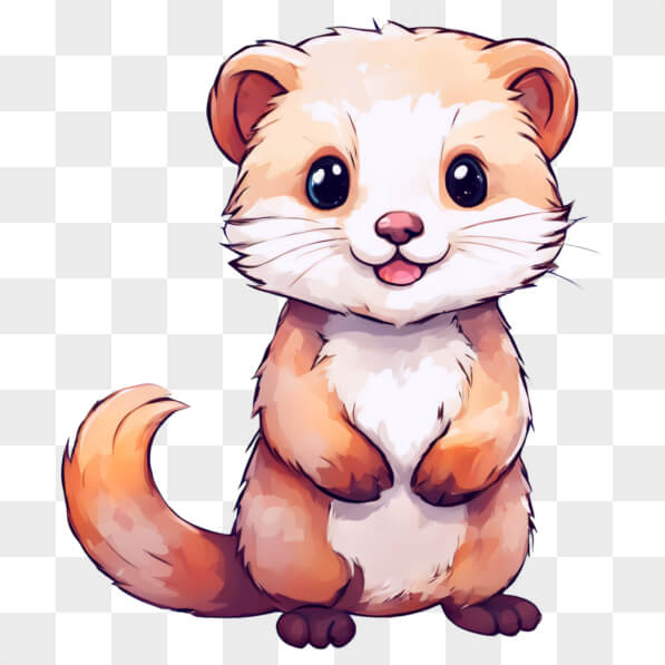 Descarga Hurón de Dibujos Animados Kawaii en Fondo Negro Kawaii En ...