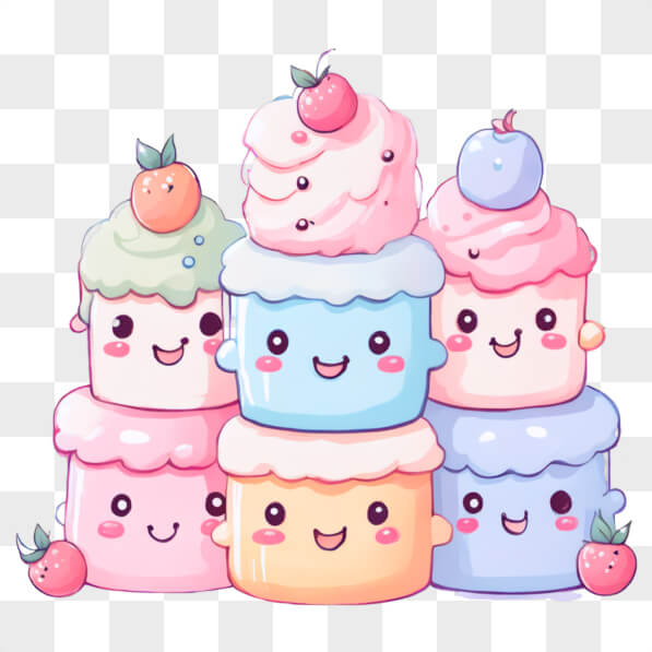 Download Kawaii Cupcakes Stack Kawaii Online - Creative Fabrica