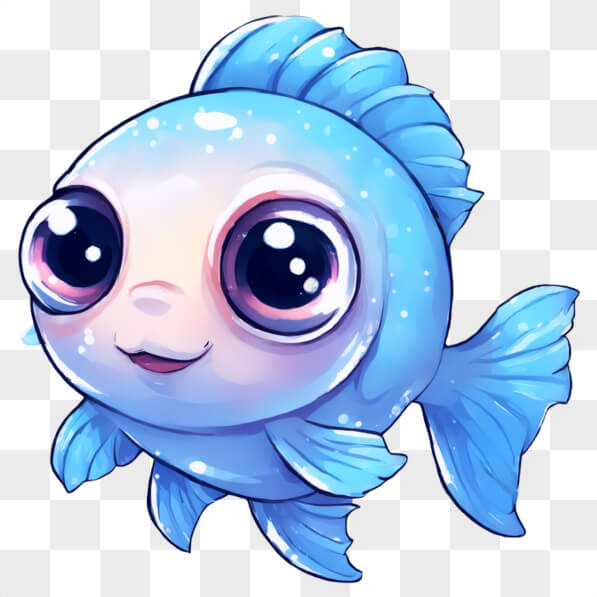 Download Kawaii Blue Fish on Black Background Kawaii Online - Creative ...