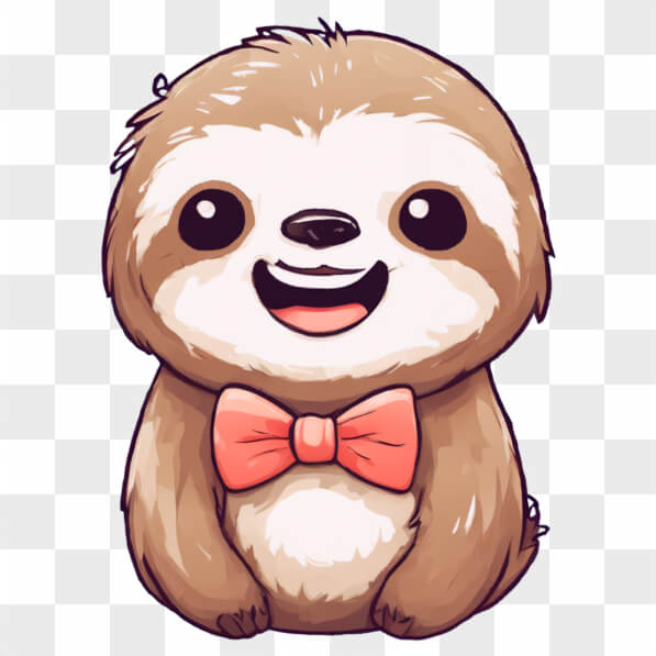 Download Kawaii Image of a Sloth Wearing an Orange Bow Tie and Smiling ...
