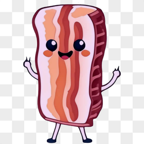 Download Cheerful Cartoon Bacon Character with Slice of Bacon PNGs ...