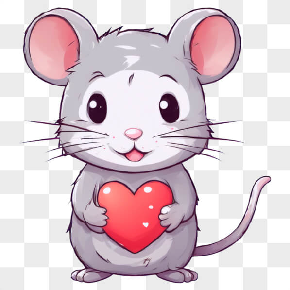 Download Schattige Muis Die Rood Hart Vasthoudt Kawaii online op ...