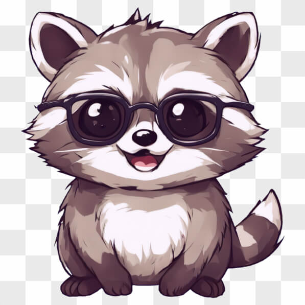 Descarga Mapache de dibujos animados Kawaii con gafas Kawaii En Línea ...