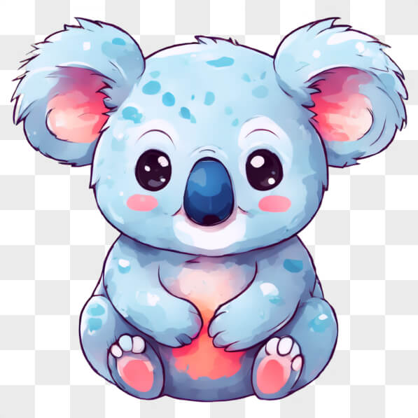 Download Kawaii Blue Koala Bear on Black Background Kawaii Online ...