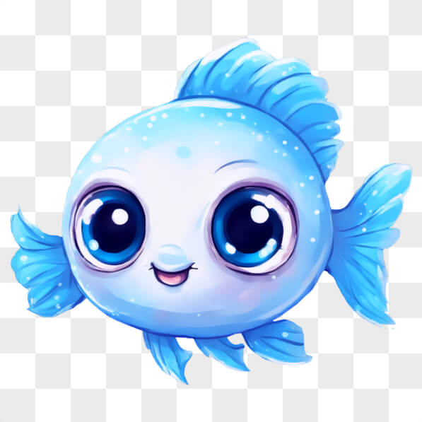 Download Kawaii Blue Fish Ornament Kawaii Online - Creative Fabrica