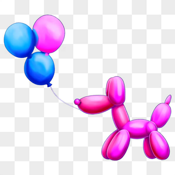 Descarga Perro Rosa Juguetón con Globos PNGs En Línea - Creative Fabrica