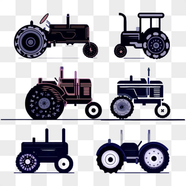 Download Set of Farm Tractors in Different Colors PNGs Online ...