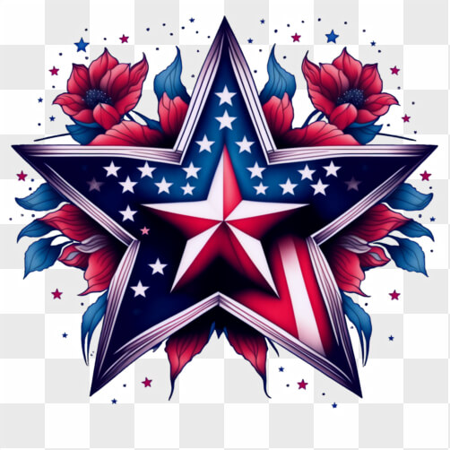 Download Patriotic Star-Shaped Design with American Flag PNGs Online ...
