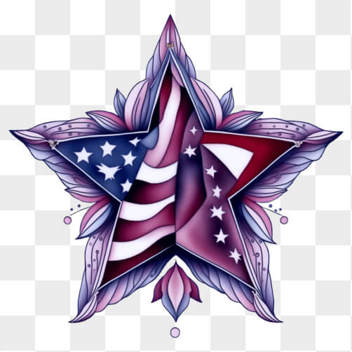 Download Patriotic Star-Shaped Design with American Flag PNGs Online ...