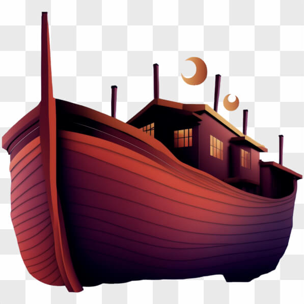 Download Mystical Illustration of Red Boat with Crescent Moons PNGs ...