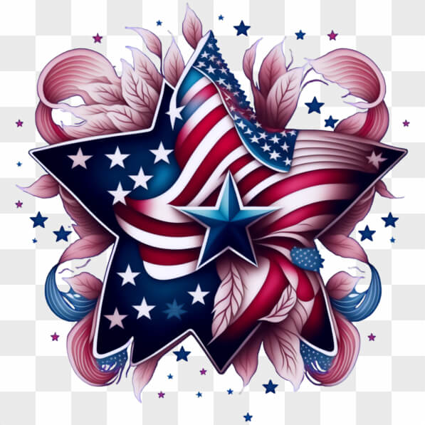 Download American Flag Star with Pink and Blue Flowers PNGs Online ...
