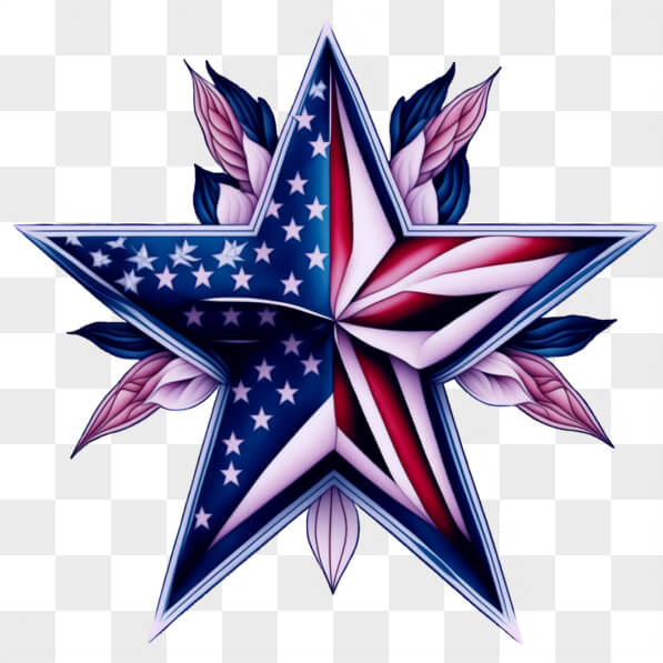 Download Red, White, and Blue Star American Flag with Flowers PNGs ...
