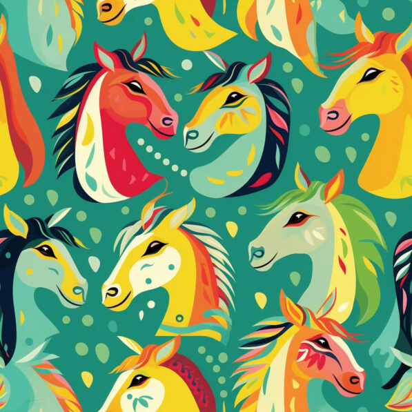Download Seamless Colorful Horse Pattern Patterns Online - Creative Fabrica