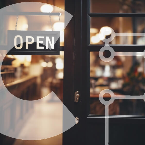Restaurant Interior with Open Sign on Black Door stock photo | Creative ...
