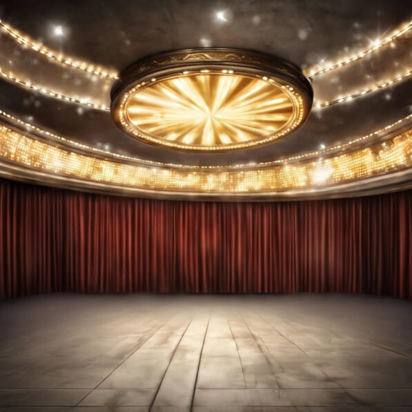 Download Empty Theater Room with Circular Ceiling and Red Curtains ...