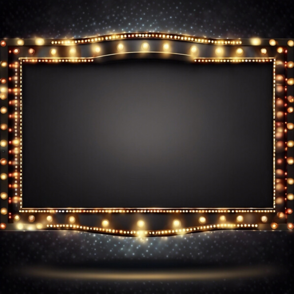 Download Black Background with Golden Lights and Empty Marquee Frame ...