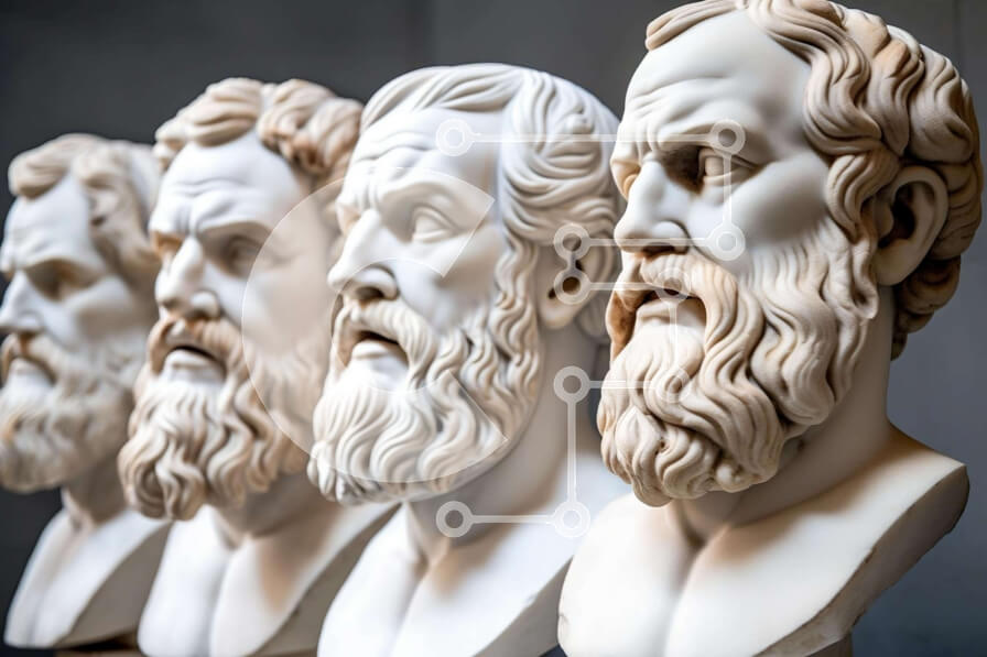 Marble Busts Displayed on Shelf stock photo | Creative Fabrica