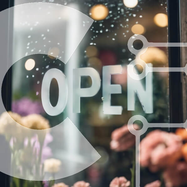 Charming Storefront with Flowers and Open Sign stock photo | Creative ...
