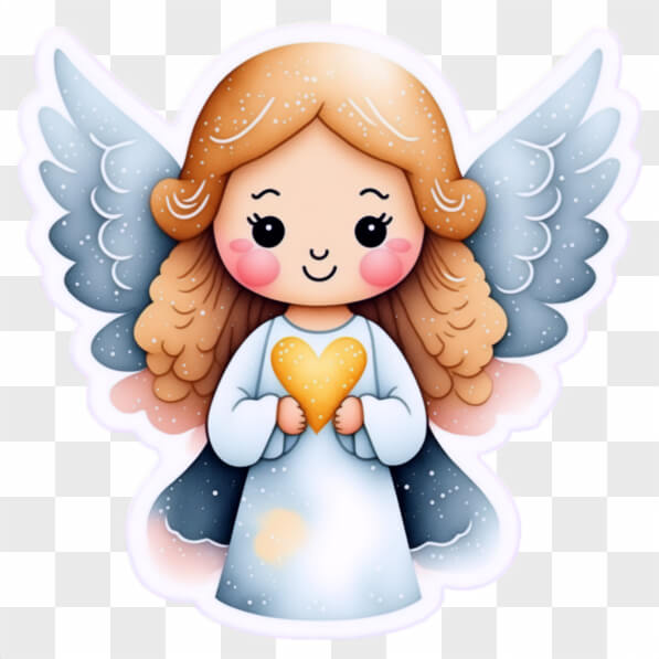 Download Cartoon Angel Sticker for Christmas PNGs Online - Creative Fabrica