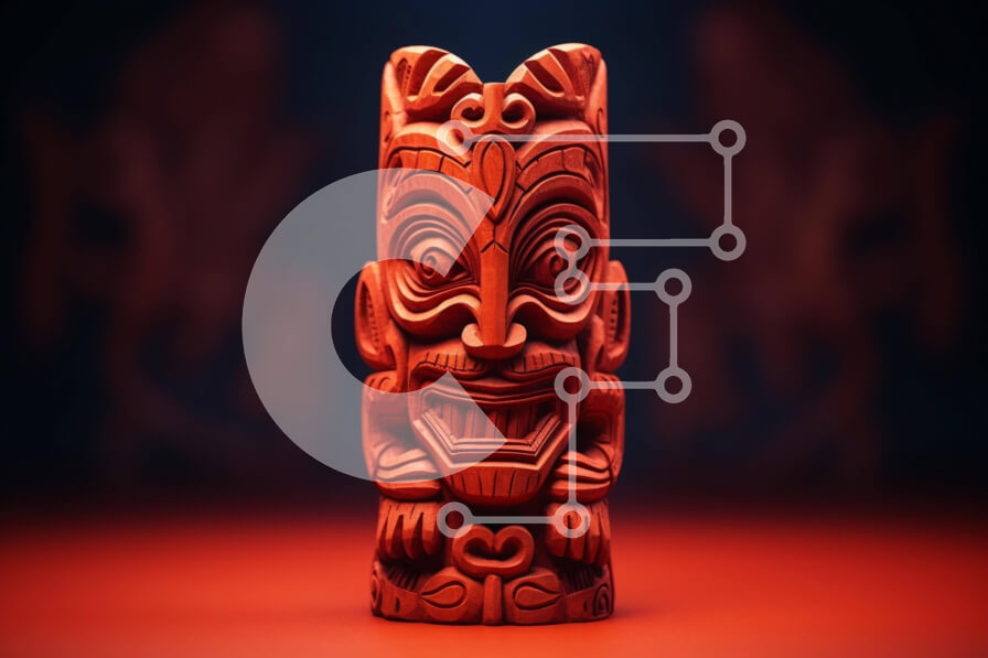 Download Red Tiki Totem on Orange Background Stockphotos Online ...