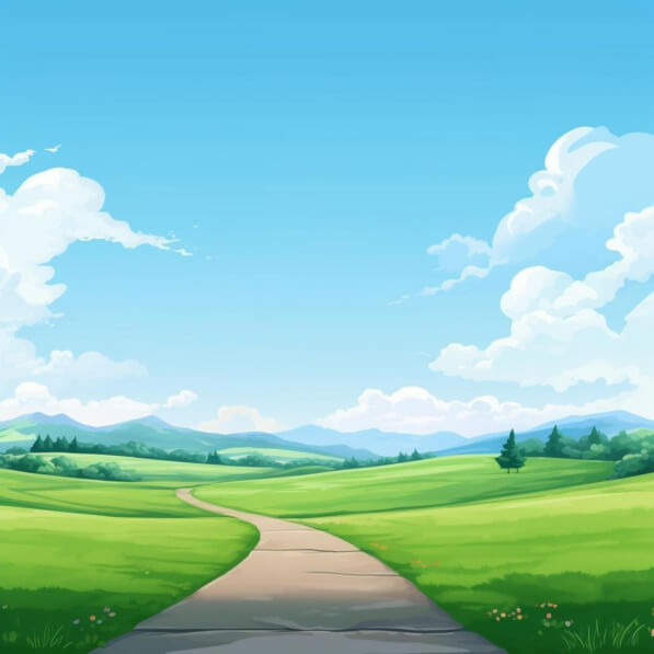 Télécharger Paysage de style dessin animé avec route ouverte et champs ...