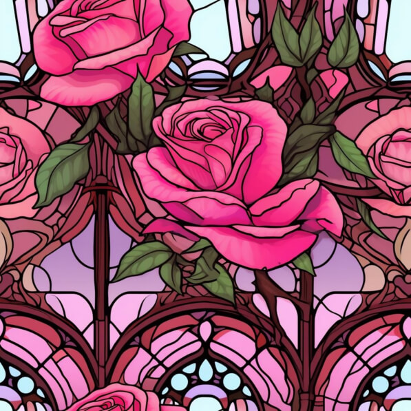 Download Seamless Pink Rose Stained Glass Pattern Patterns Online ...