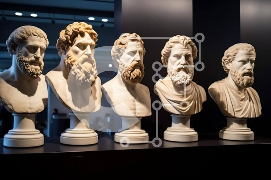 Download Ancient Busts with Beards in an Art Gallery Stockphotos Online ...