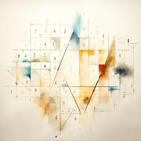 Download Abstract Painting with Geometric Shapes and Numbers ...