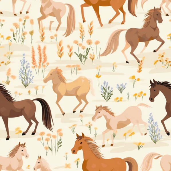 Download Seamless Horse Pattern in Field Patterns Online - Creative Fabrica