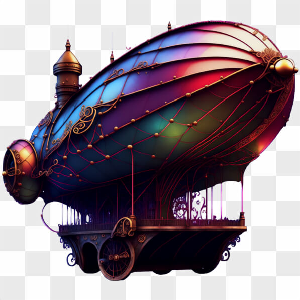 Download Colorful Futuristic Blimp with Wheels and Gears PNGs Online ...